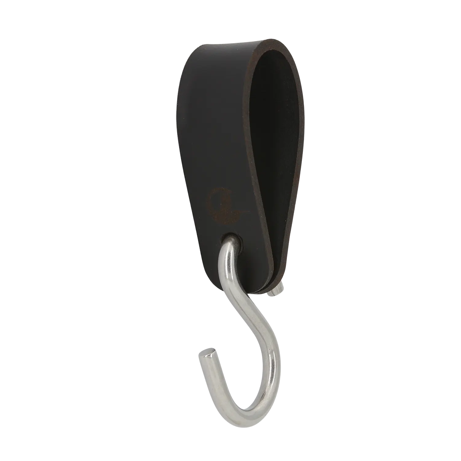 Leren S haak | Zwart | RVS | 10054.12
